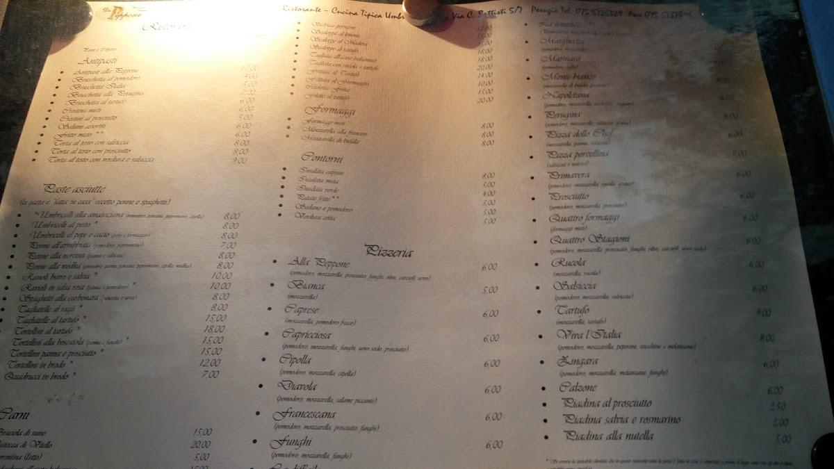 Speisekarte von Ristorante Da Peppone, Perugia, Via Cesare Battisti