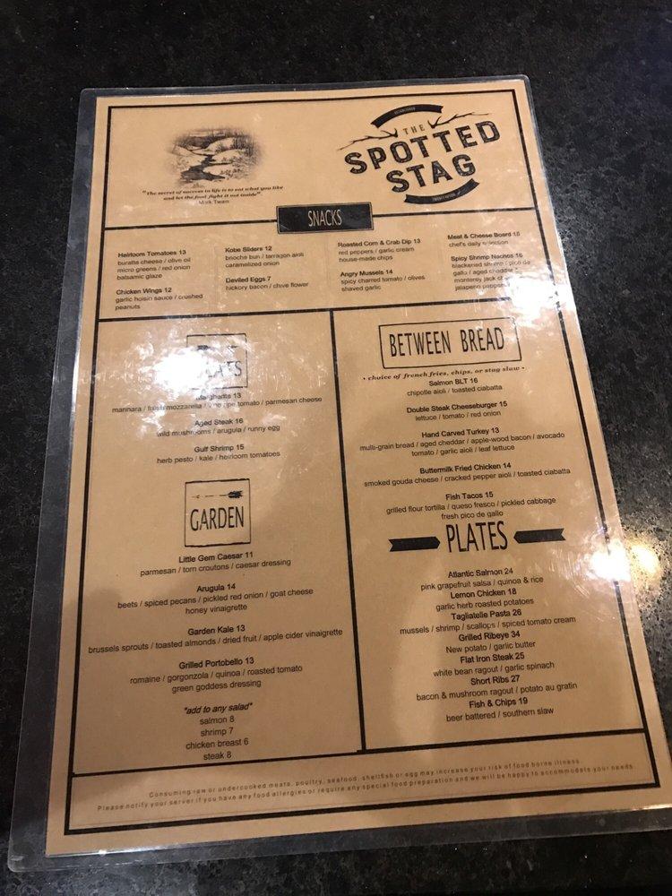Menu at The Spotted Stag pub & bar, Deerfield Beach