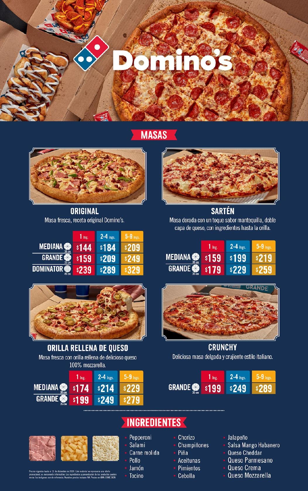 Menu at Domino's Chedraui Querétaro restaurant, Santiago de Querétaro