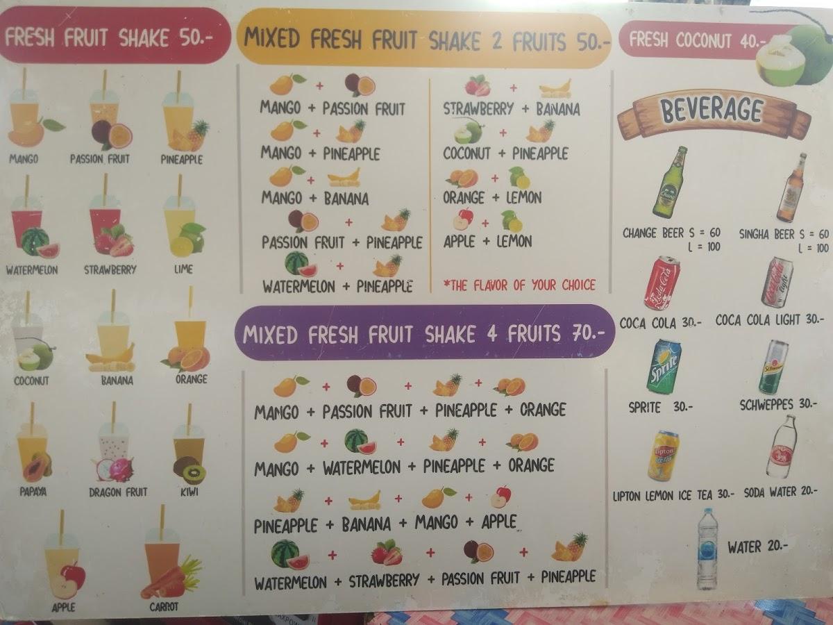 Menu at Gunner Fruit Shake restaurant, Khuekkhak