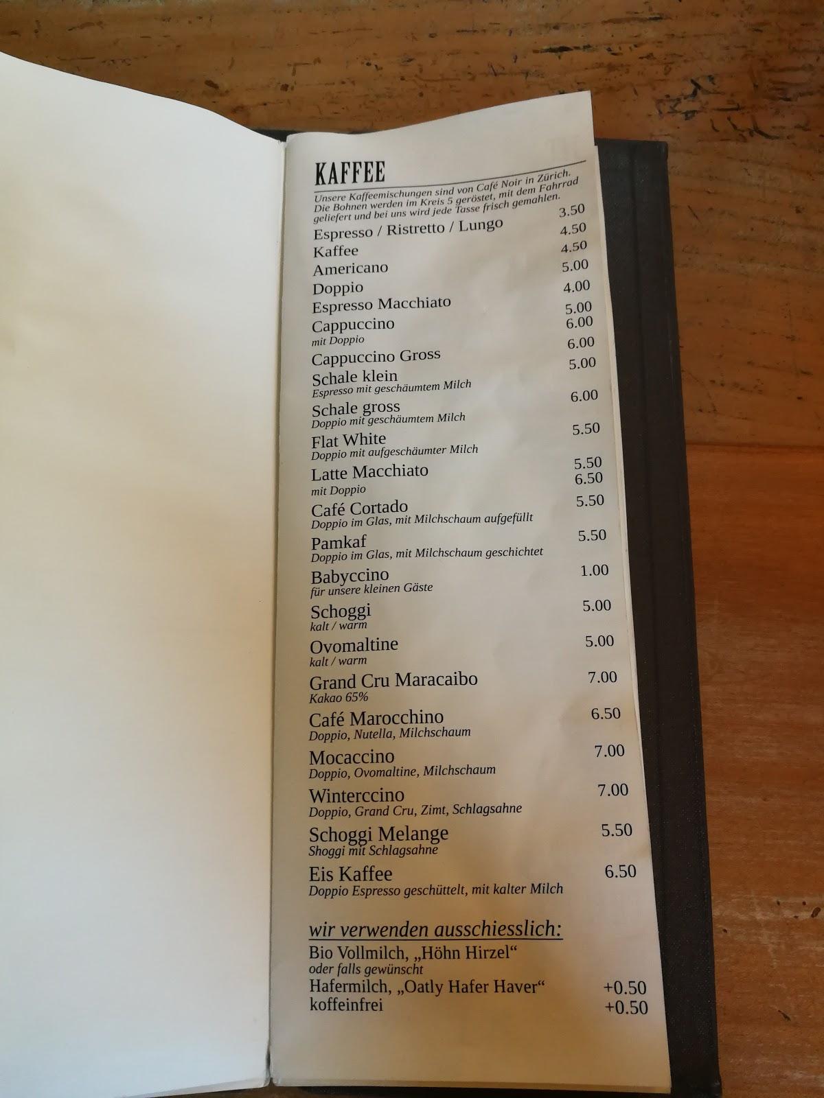 Menu at Kafi für Dich, Zürich