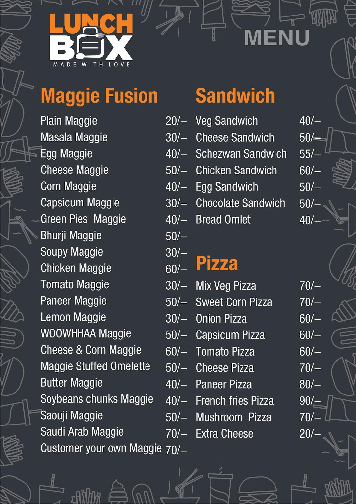 Menu at Lunch Box, Nagpur, 44G7+43P