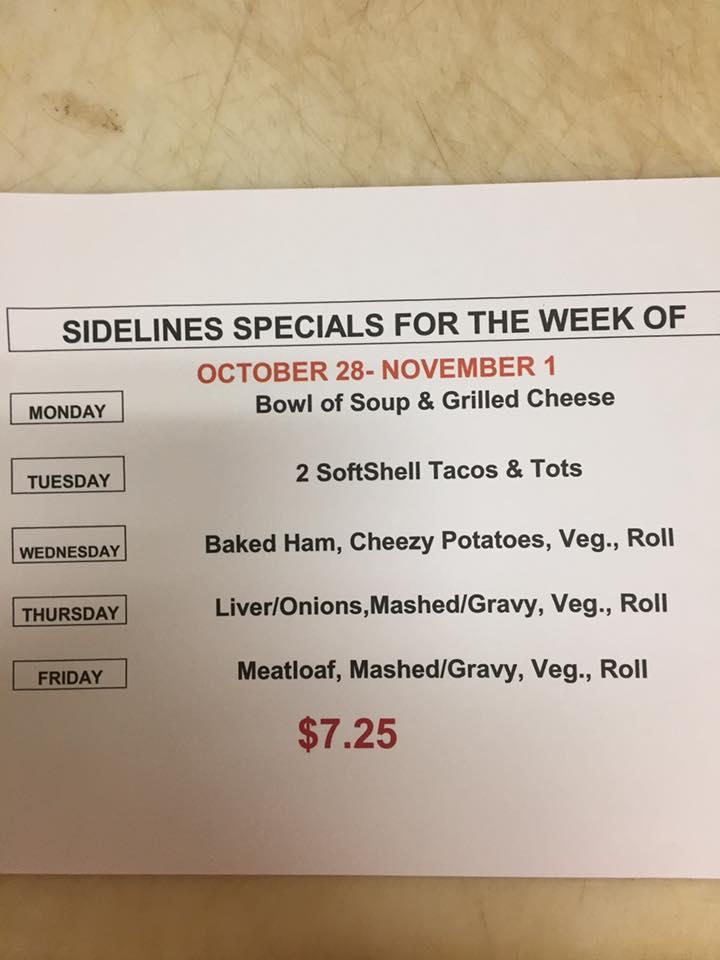 Menu at Sidelines pub & bar, Wakefield