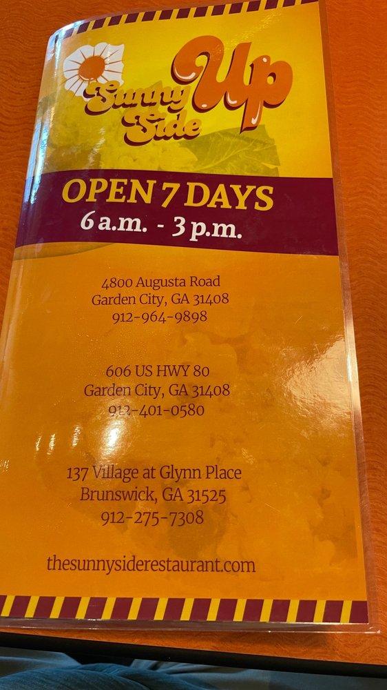 Menu at Sunny Side Up restaurant, Brunswick