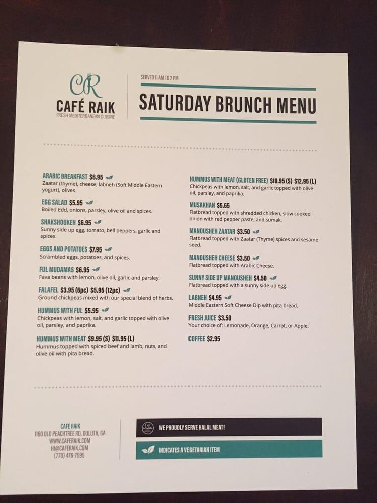 Carta de Café Raik, Duluth, Old Peachtree Rd