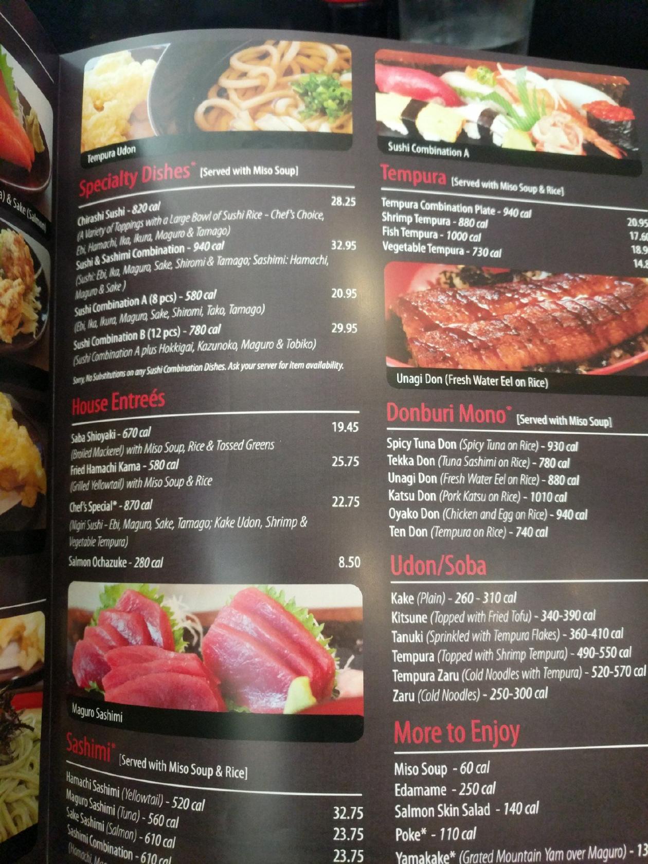Menu at Kahala Sushi restaurant, Honolulu, Waialae Ave