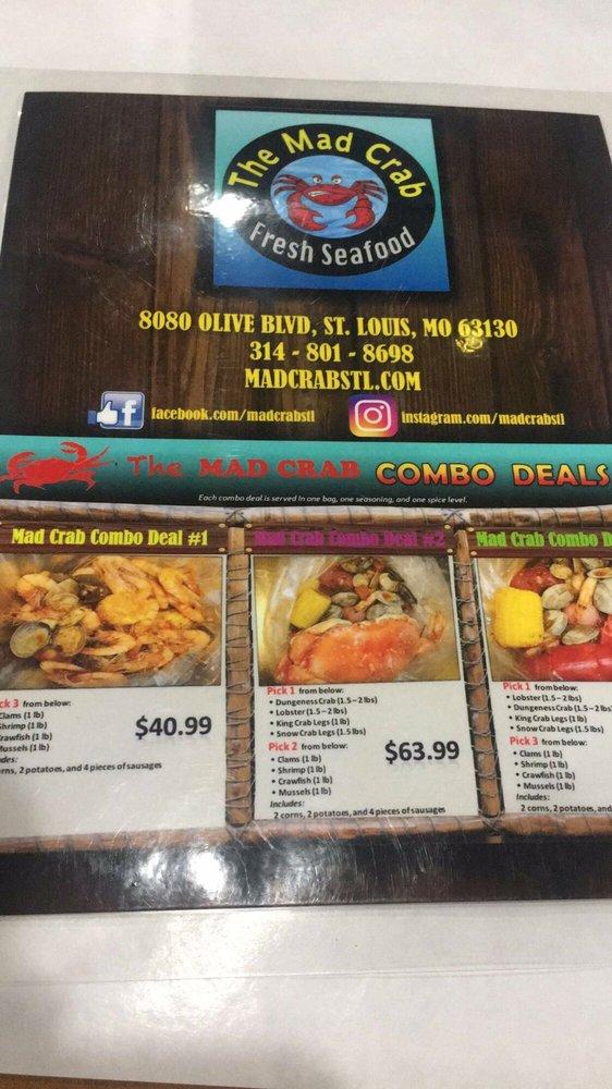 Menu at The Mad Crab restaurant, University City