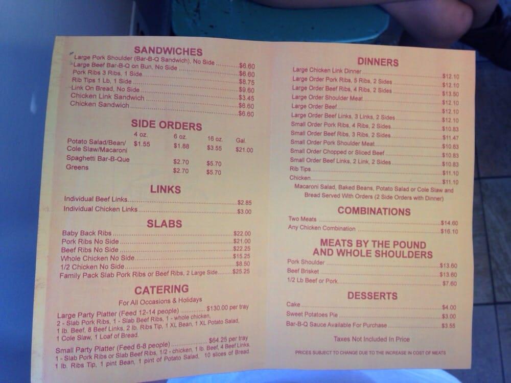 Menu at Jay Bee's Bar-B-Q, Gardena