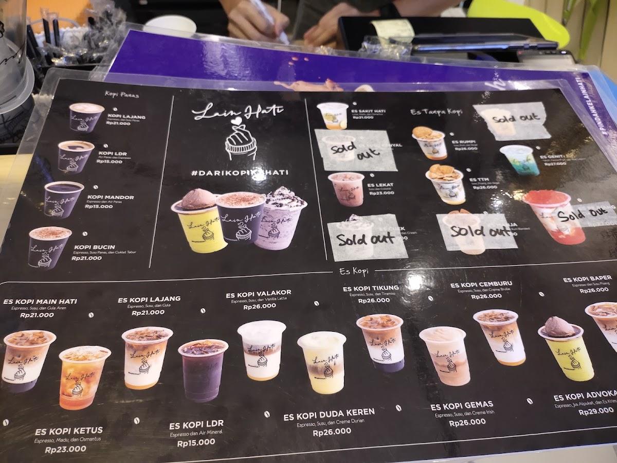 Menu at Kopi Lain Hati Tanjung Selor cafe, Tanjung Selor Hilir