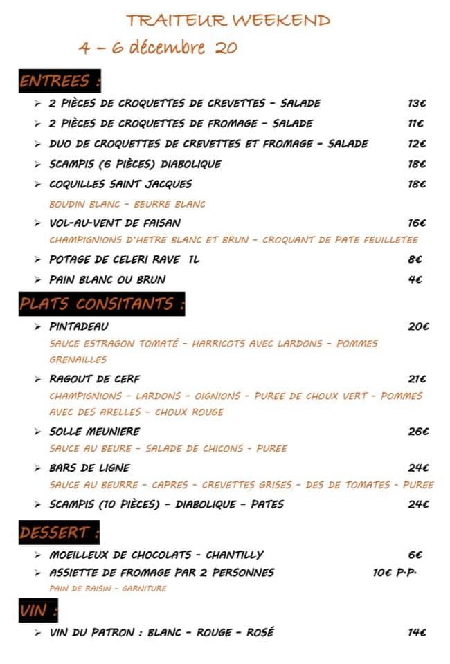 Menu at Restaurant de Notelaar, Anderlecht