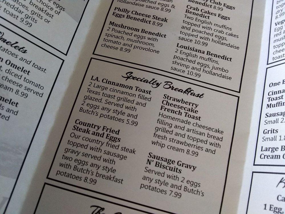 Menu at Butch's Place Family Restaurant, Erie