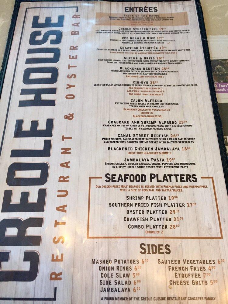 Menu at Creole House Restaurant & Oyster Bar, New Orleans