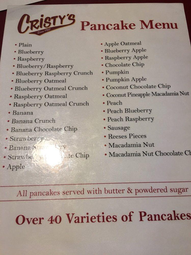 Menu at Cristy's Restaurant, Westbrook