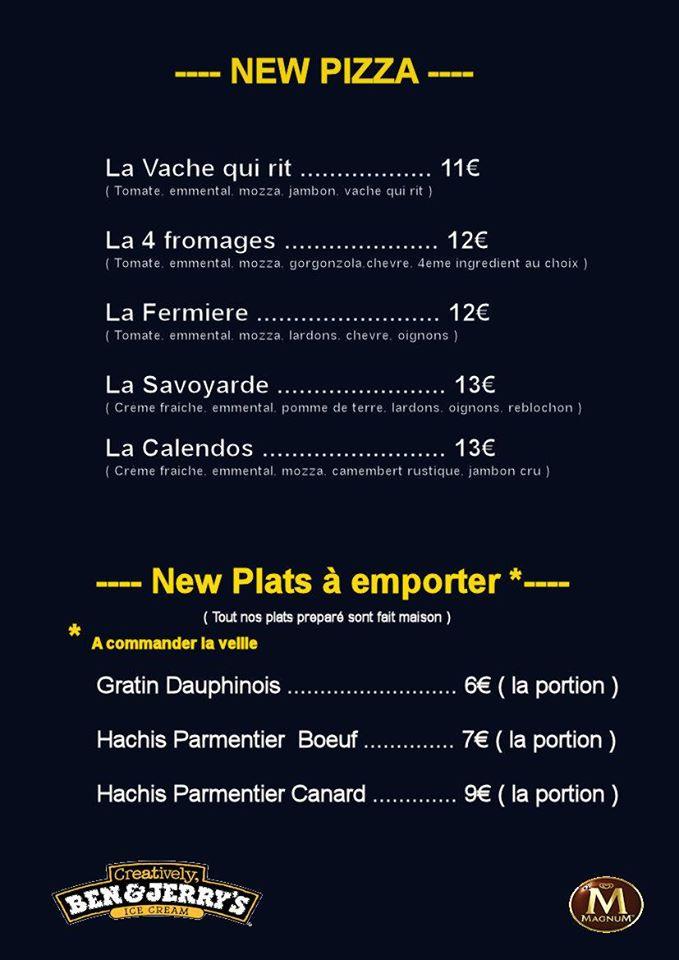 Menu at Pizzeria Chez Pinocchio, Le Lavandou