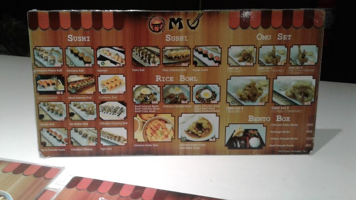Menu at Sushi Omu Bento restaurant, Surabaya