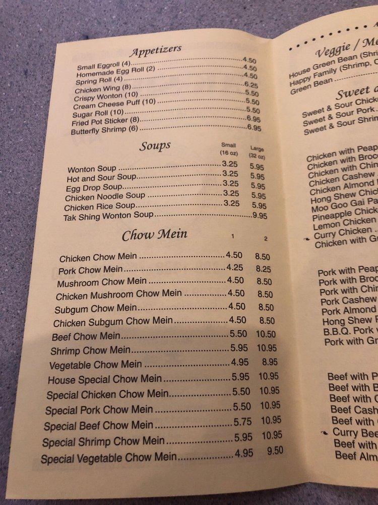 Menu at Tak Shing Chinese Restaurant, Lakeville