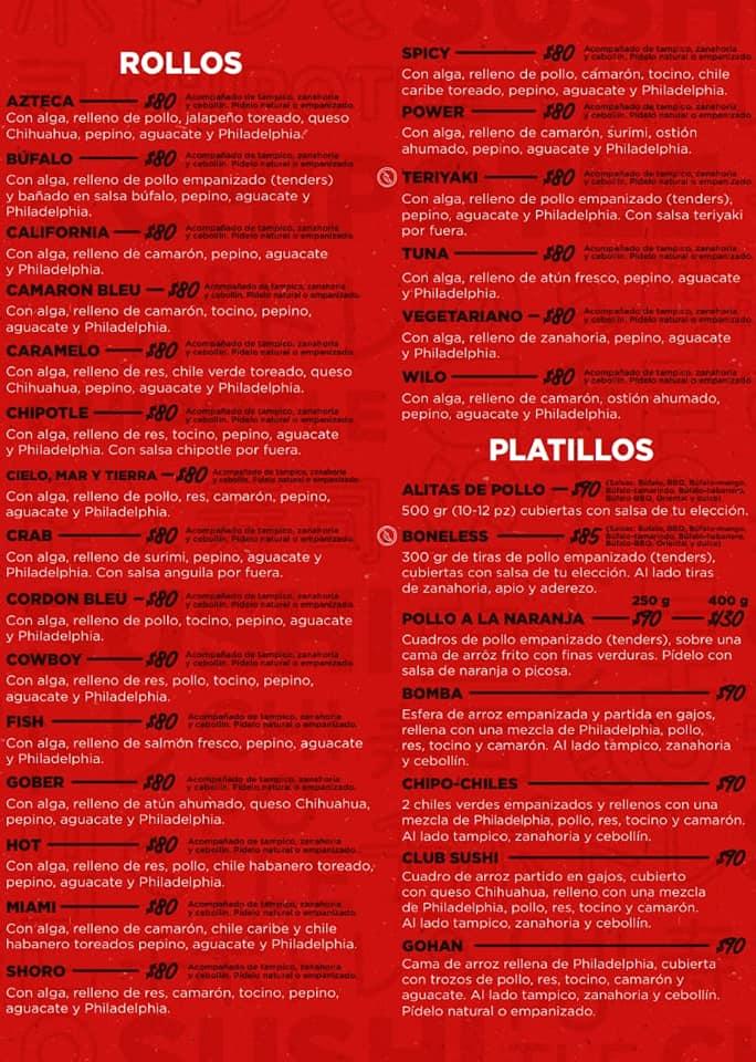Carta del restaurante Chipotle Sushi, Hermosillo, Bulevar José María ...