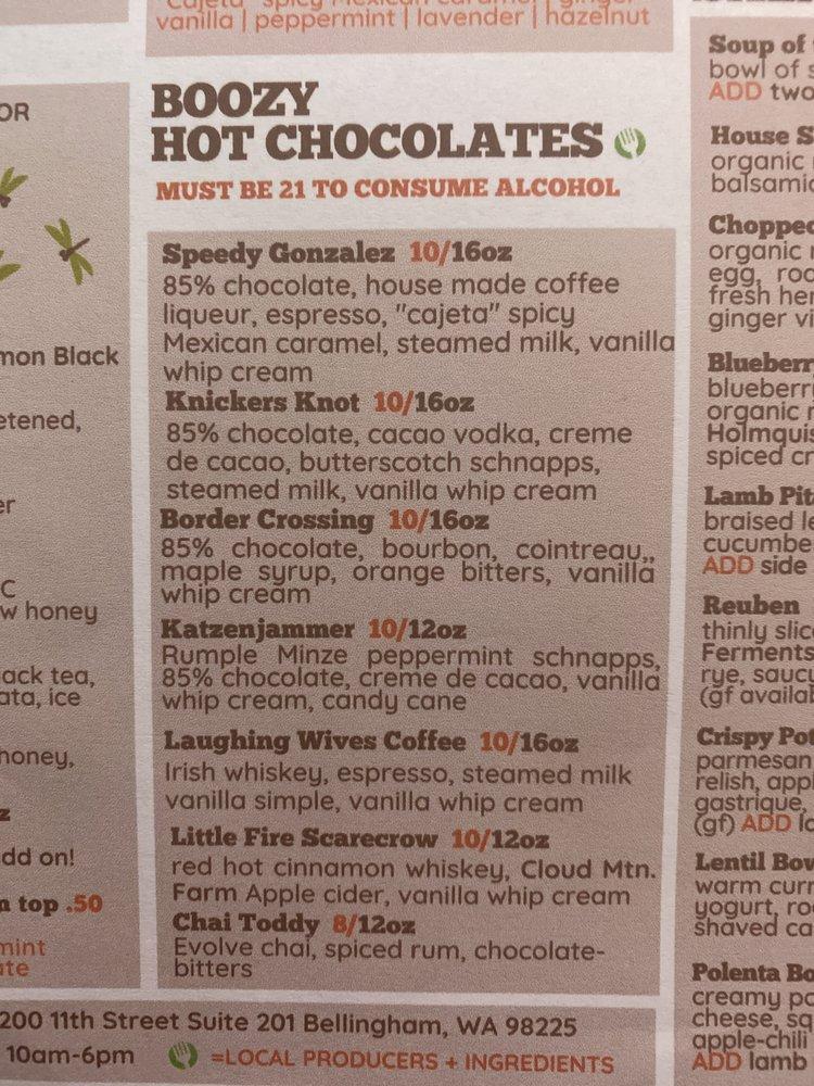 Menu at Evolve Chocolate + Cafe, Bellingham