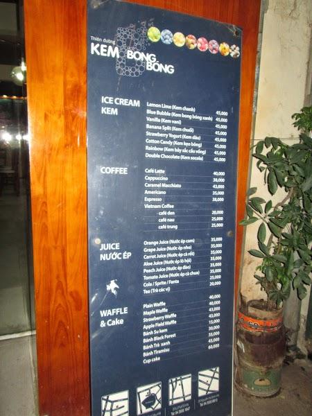 Menu at Kem Snowball desserts, Hanoi, 20 P. Lý Thái Tổ
