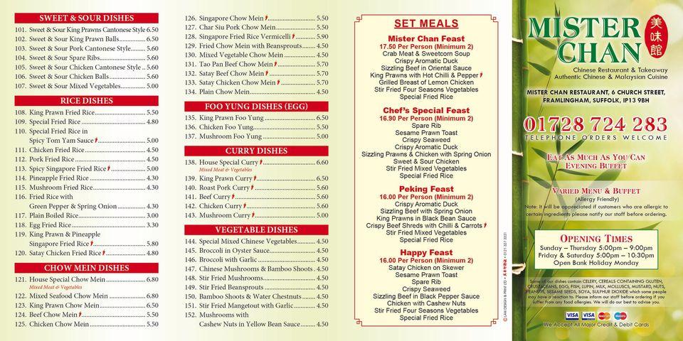 Menu at Mr Chan Chinese Restaurant Framlingham, Framlingham