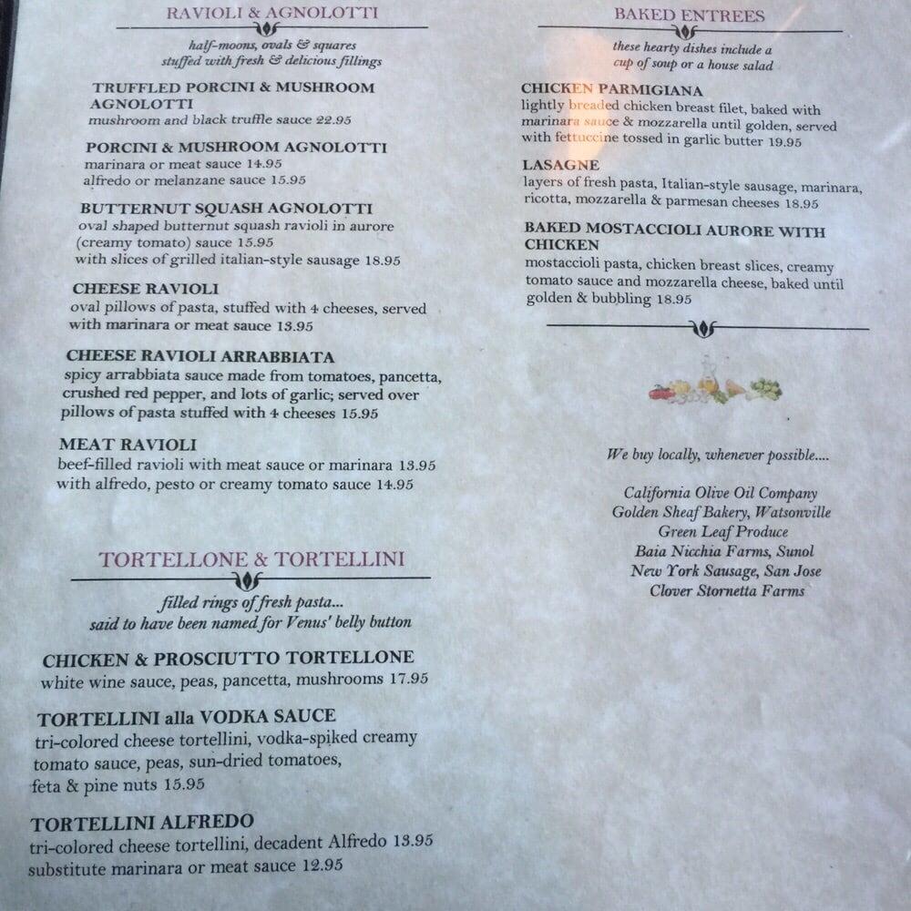 Menu at The Pastaria & Market pub & bar, Los Gatos
