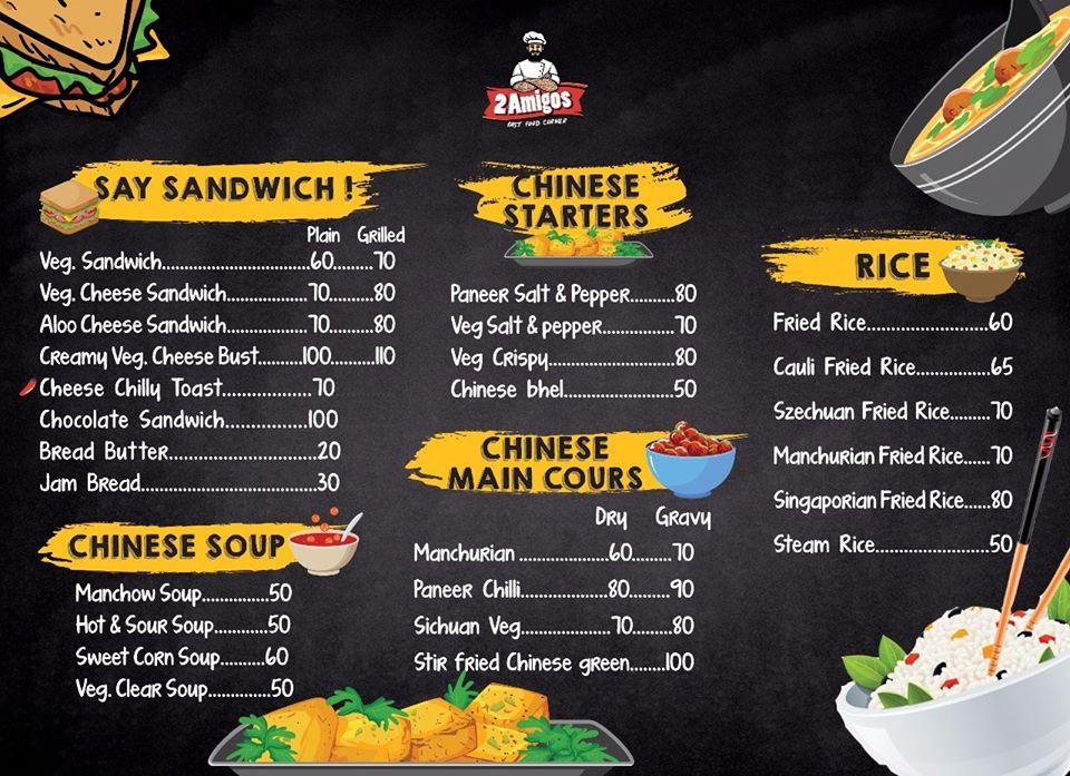 Menu at 2 Amigos Fast-food corner, Bhuj