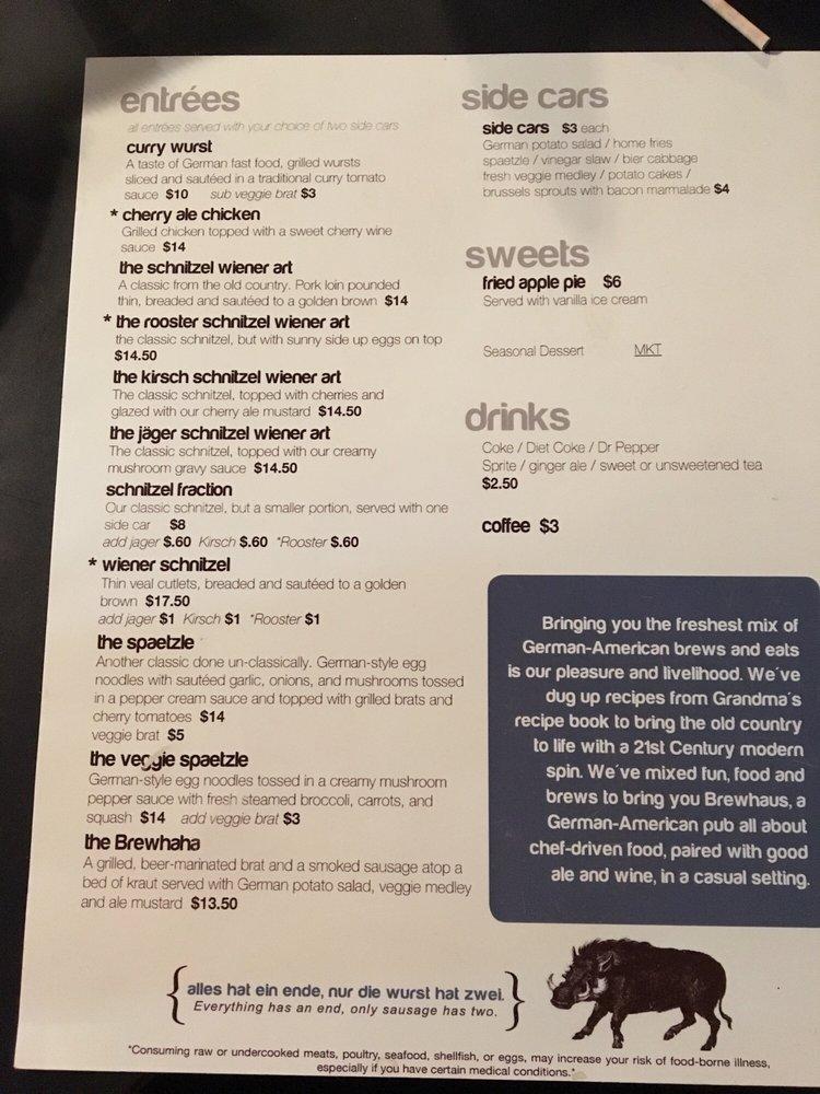 Menu at Brewhaus pub & bar, Chattanooga