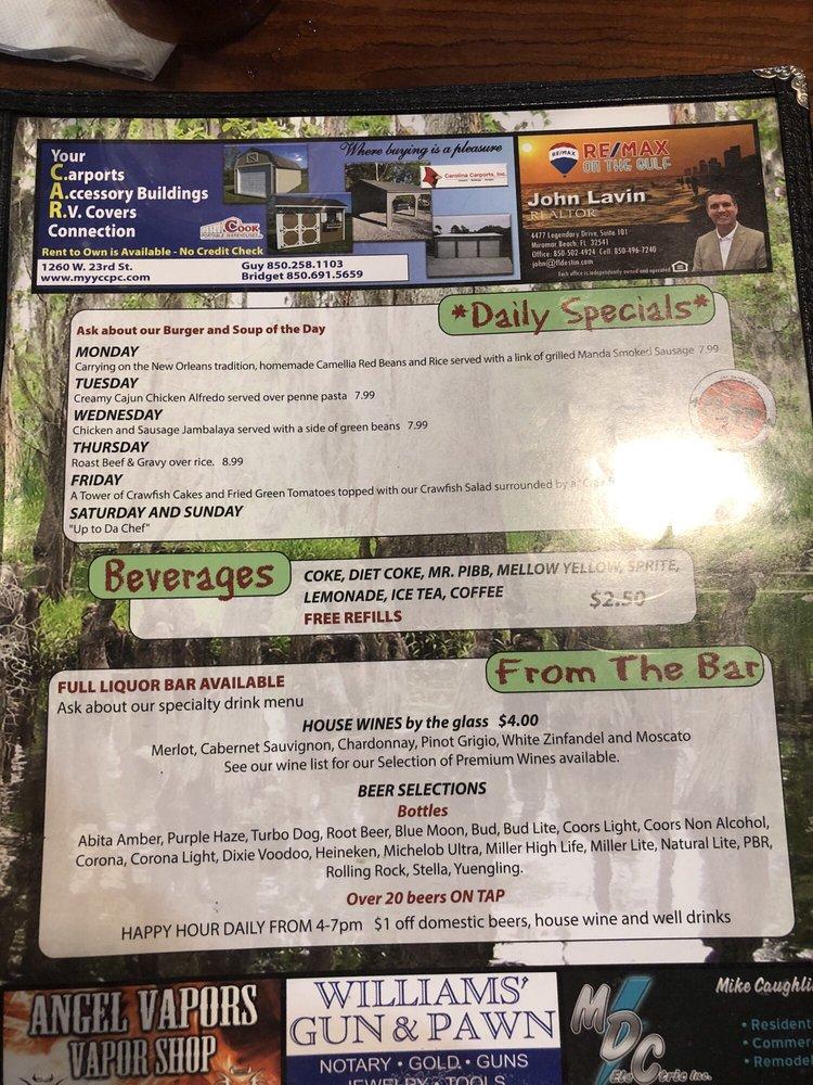 Menu at Dat Cajun Place Cafe, Panama City Beach, 2705 Thomas Dr