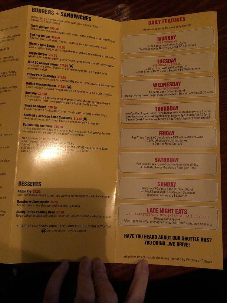 Menu at Flying Beaver Bar & Grill, Richmond