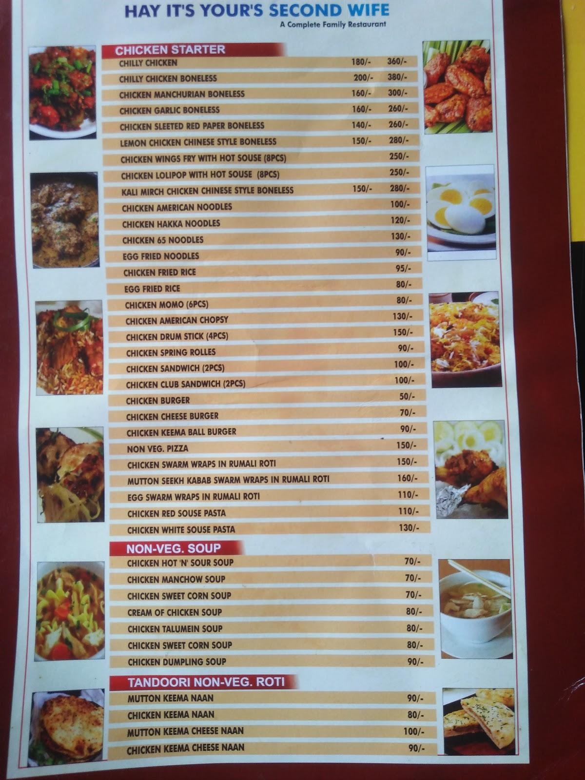 Menu at Hey it's your second wife, Ambala Cantt
