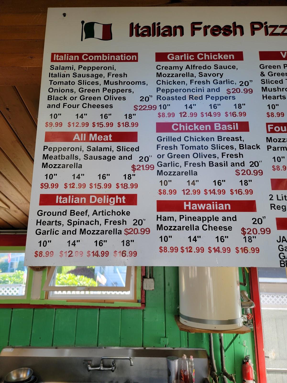 Menu at Italian Fresh Pizza pizzeria, Black Diamond
