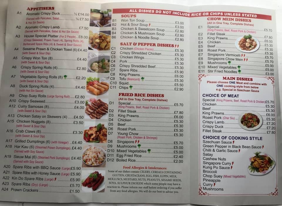 Menu at New Dragon Chinese Restaurant, Blackburn, 308 Bolton Rd