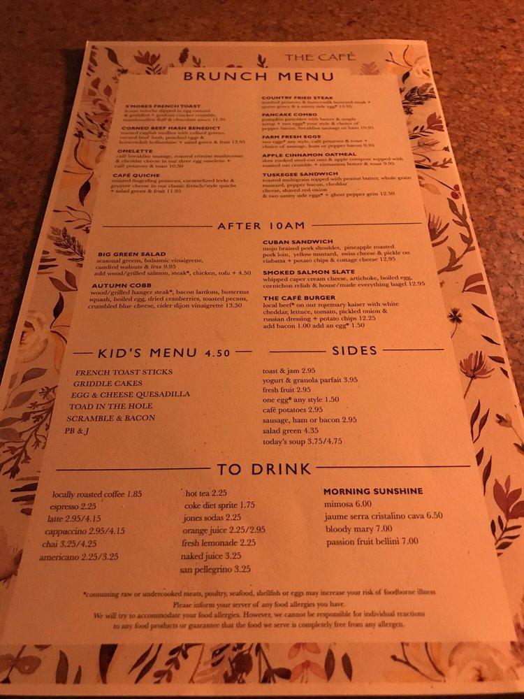 Menu at The Cafe, Ames