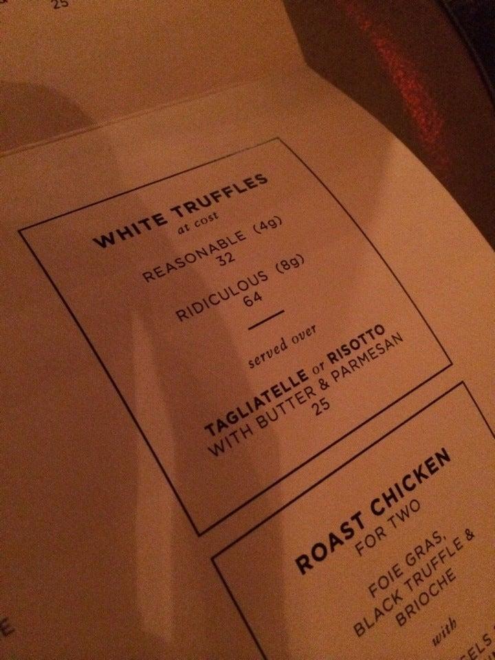 Menu at The NoMad Bar, New York City, 10 W 28th St