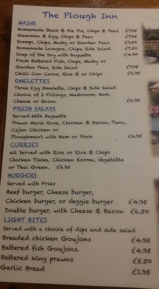 Menu at The Plough Inn pub & bar, Wysall, Keyworth Rd