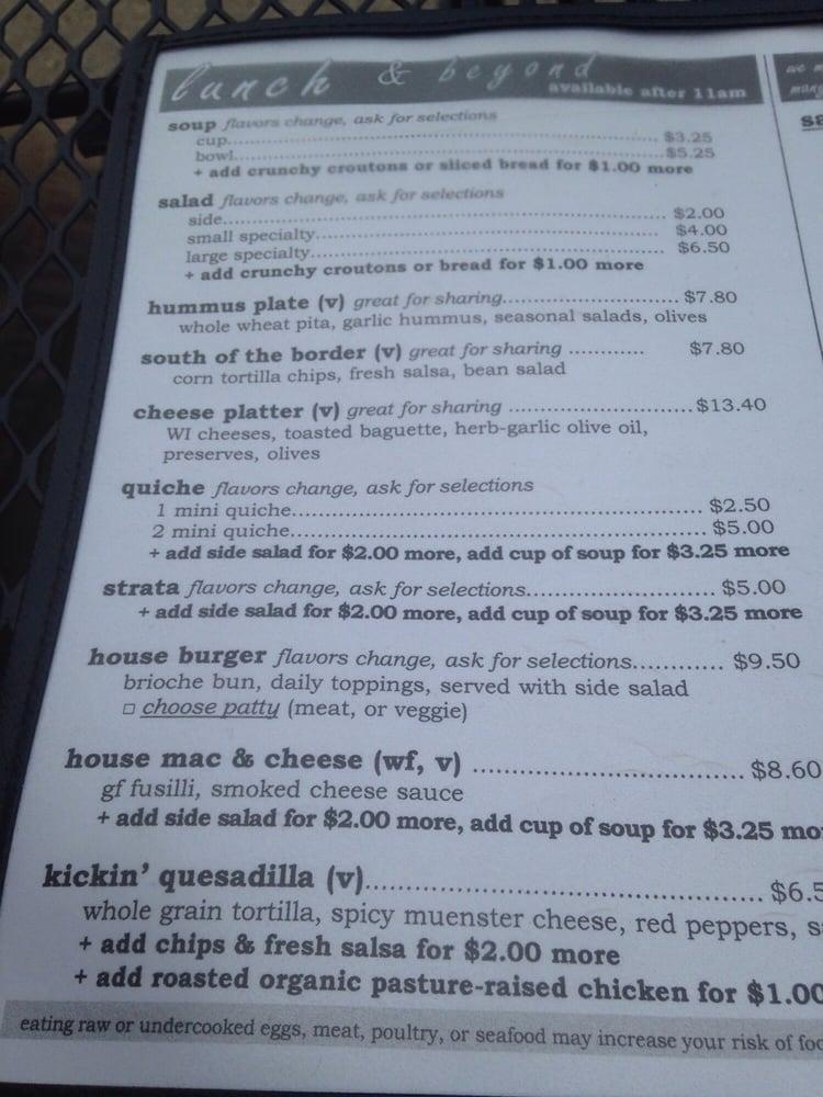 Menu at water house foods cafe, Lake Mills