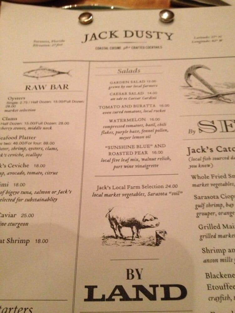 Menu at Jack Dusty pub & bar, Sarasota, Ritz Carlton Dr