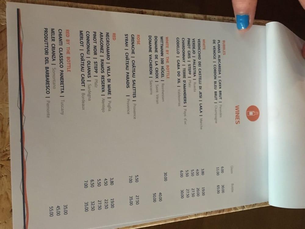 Menu at Market 33, Amsterdam