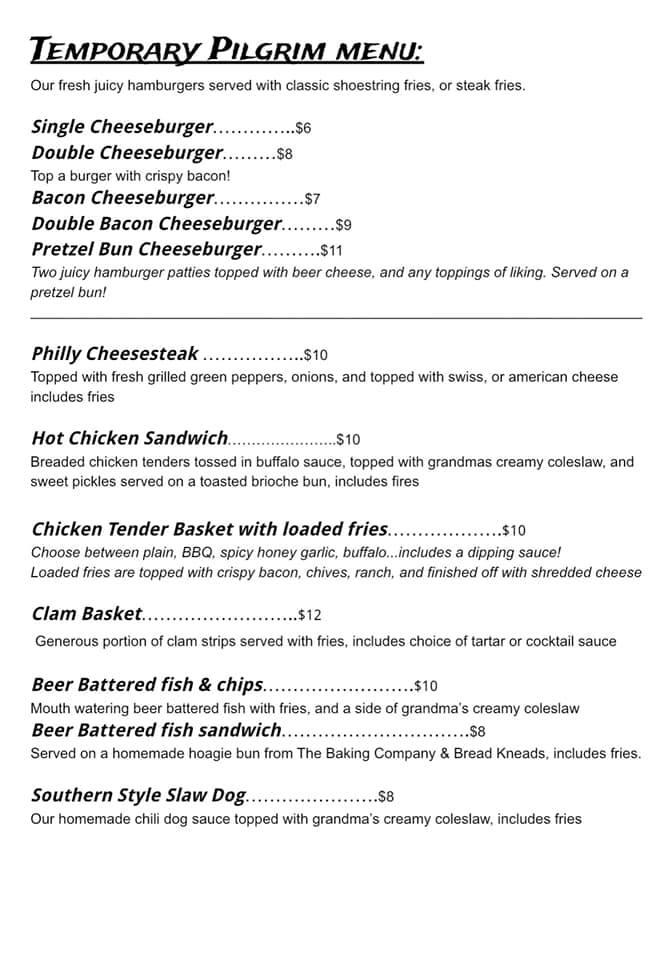 Menu at Pilgrim Family Restaurant, Findlay