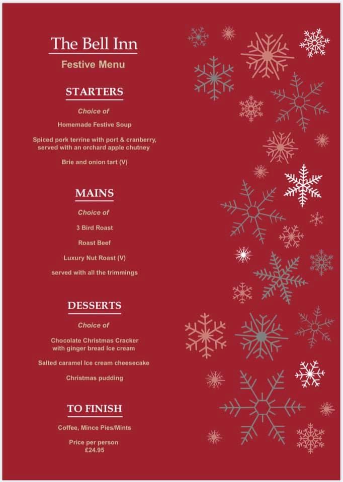 Menu at BELL INN restaurant, Crickhowell