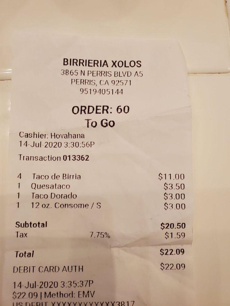 Menu at Birrieria Xolos restaurant, Perris