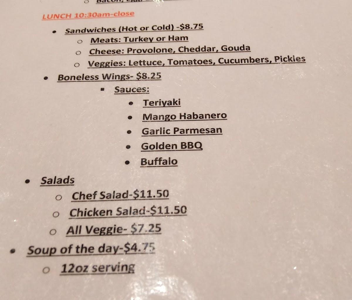 Menu at Hot Shots Espresso, Cafe, Lewiston