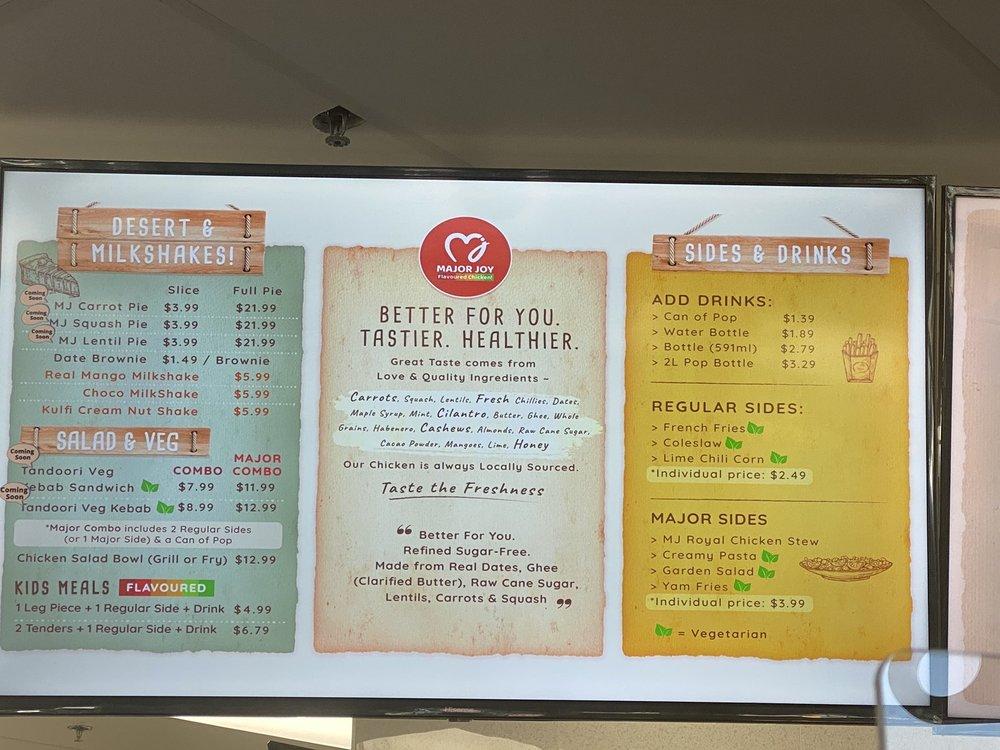 Menu at MAJOR JOY Flavoured Chicken restaurant, Surrey