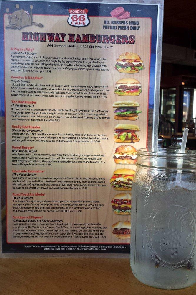 Menu at The Roadkill Cafe/O.K. Saloon, Seligman