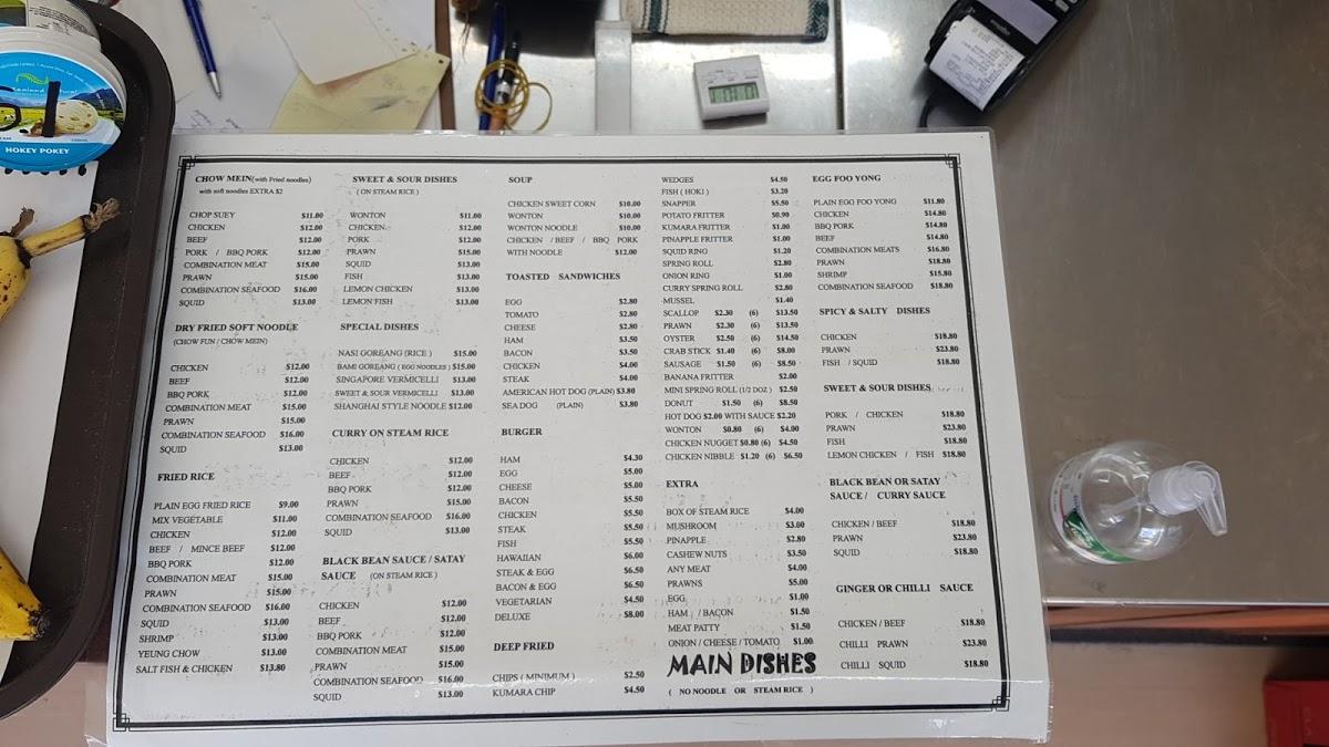 Menu at Triple "R" cafe, Auckland