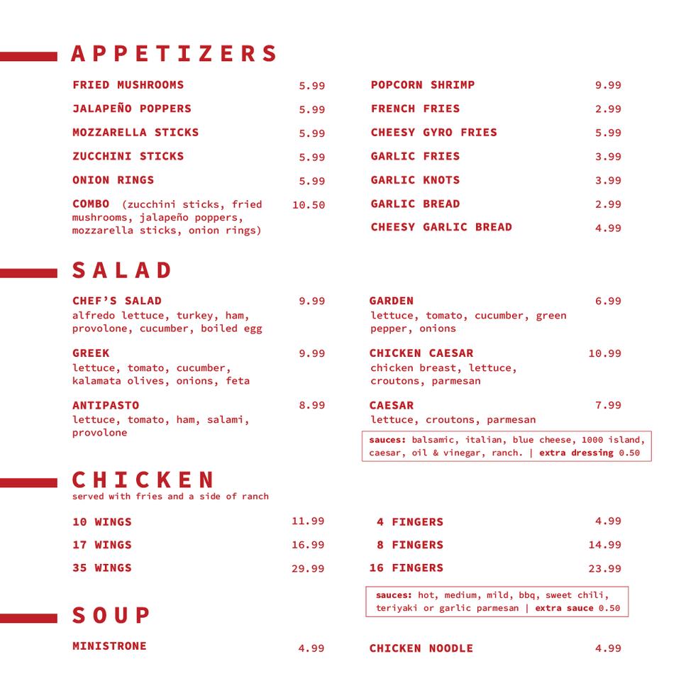 Menu at Verdi Pizza pizzeria, Las Vegas, S Valley View Blvd M-105