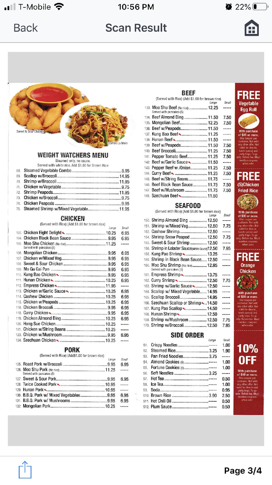 Menu at Bin Hai restaurant, Northbrook
