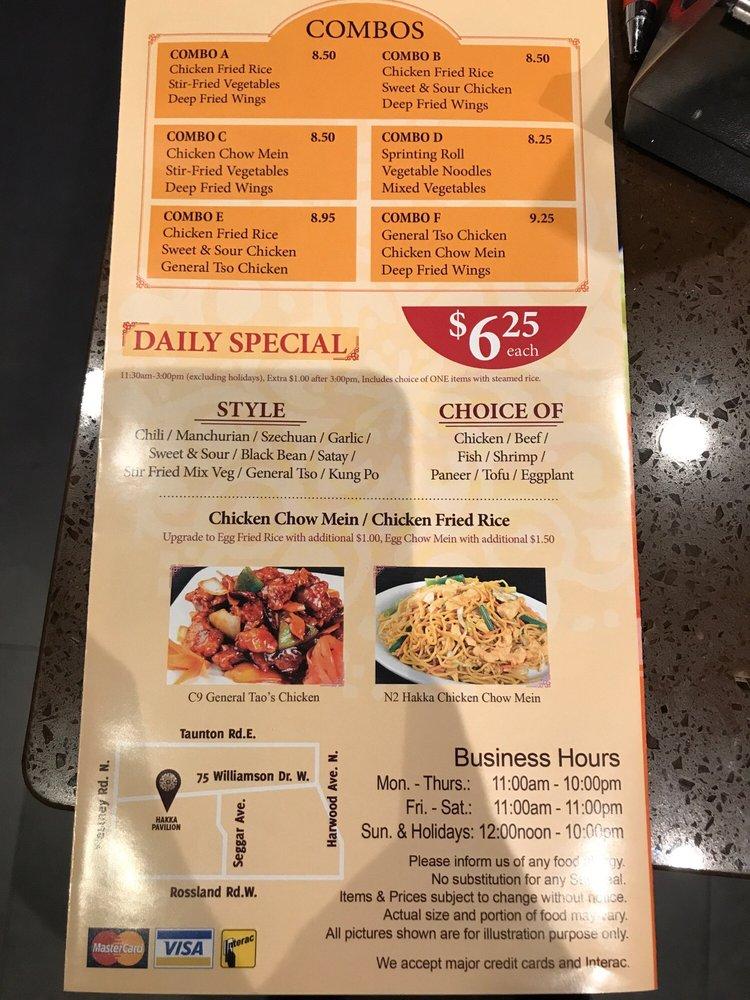 Menu at Hakka Pavilion restaurant, Ajax
