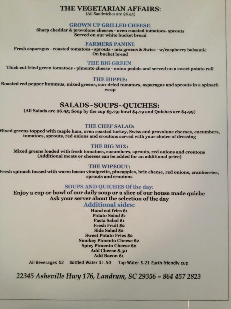 Menu at Harvest House restaurant, Landrum