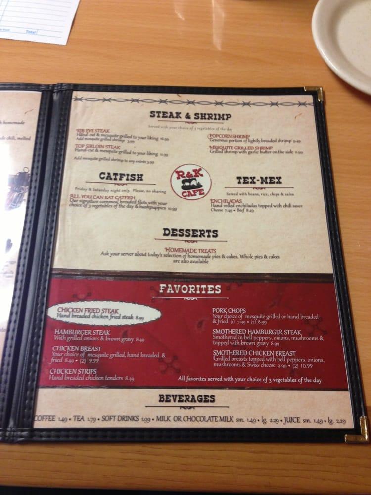 Menu at R&K Cafe II, Cleburne